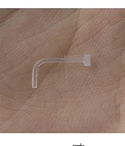 VCMART 32pcs 20G Clear Bioflex Nose Bone Ring Stud L Shaped Nose Retainer Body Jewelry Piercing Top Flat Ball CZ 2mm