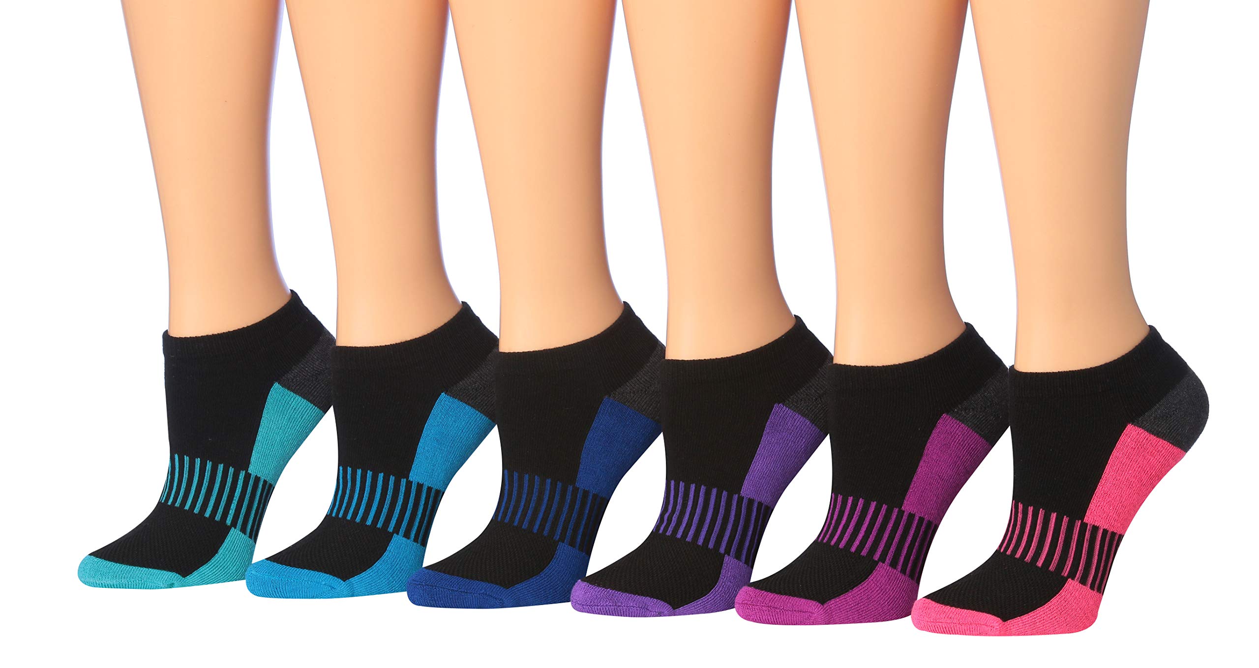 Tipi Toe Women's 12-Pairs Low Cut Athletic Sport Peformance Socks, (sock size 9-11) Fits shoe size 6-10, WS18-12