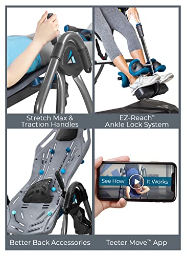 Teeter FitSpine LX9 Inversion Table, Deluxe Easy-to-Reach Ankle Lock, Back Pain Relief Kit, FDA-Registered (LX9 + Heat & Vibration Cushion)
