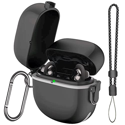 ULITIQ Locking Case Compatible with Bose QuietComfort Earbuds II, Bose QuietComfort Earbuds II Case with Lock, Keychain and Strap/Lanyard, Cool Bose QuietComfort II Case Cover for Women Men, (Black)