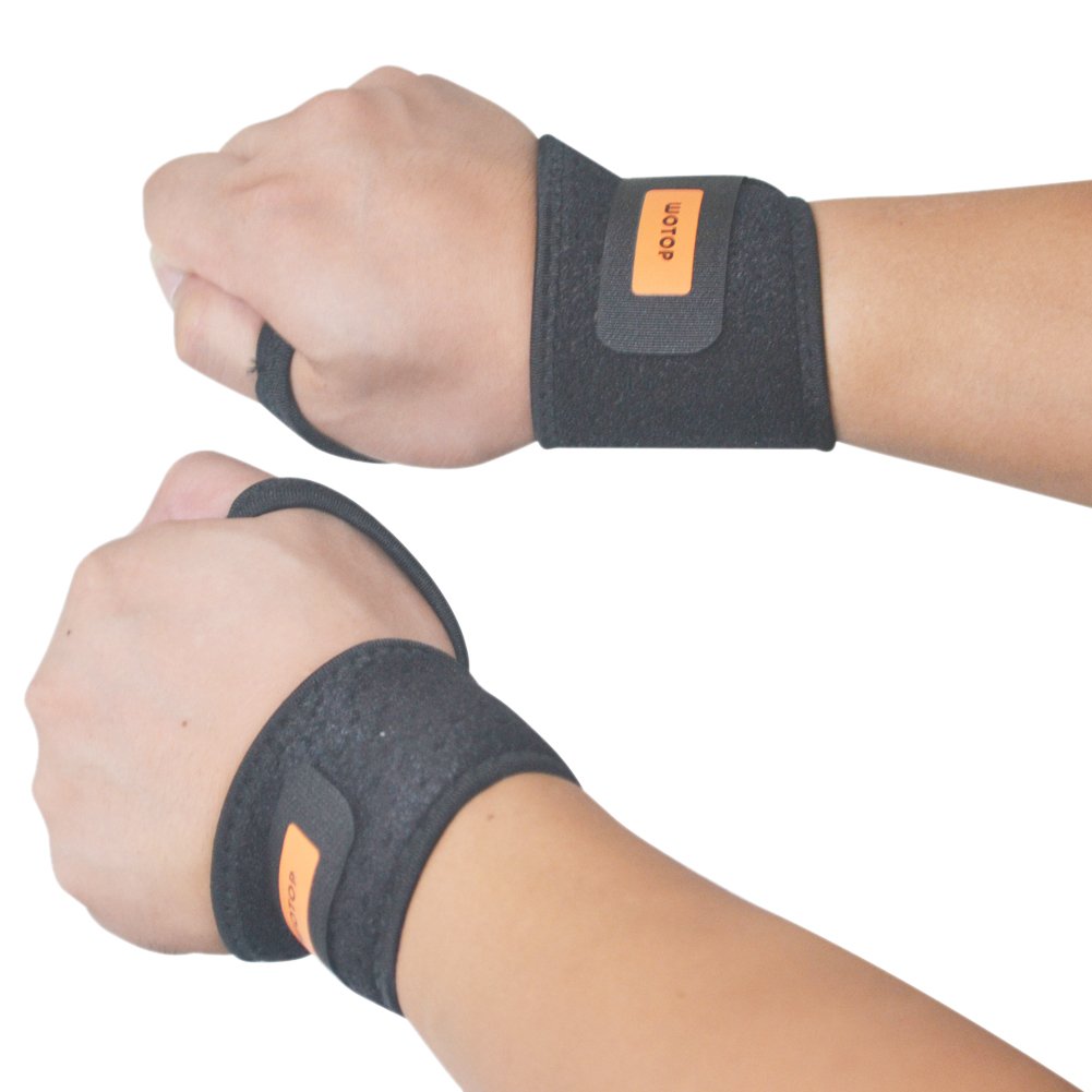 WOTOP Wrist Brace Wraps Carpal Tunnel Tendonitis Arthritis Pain Relief, Sports Wrist Support Protector Stabilizer Strap Band Compression Fits Right&Left Hand for Women and Men Pack of 2