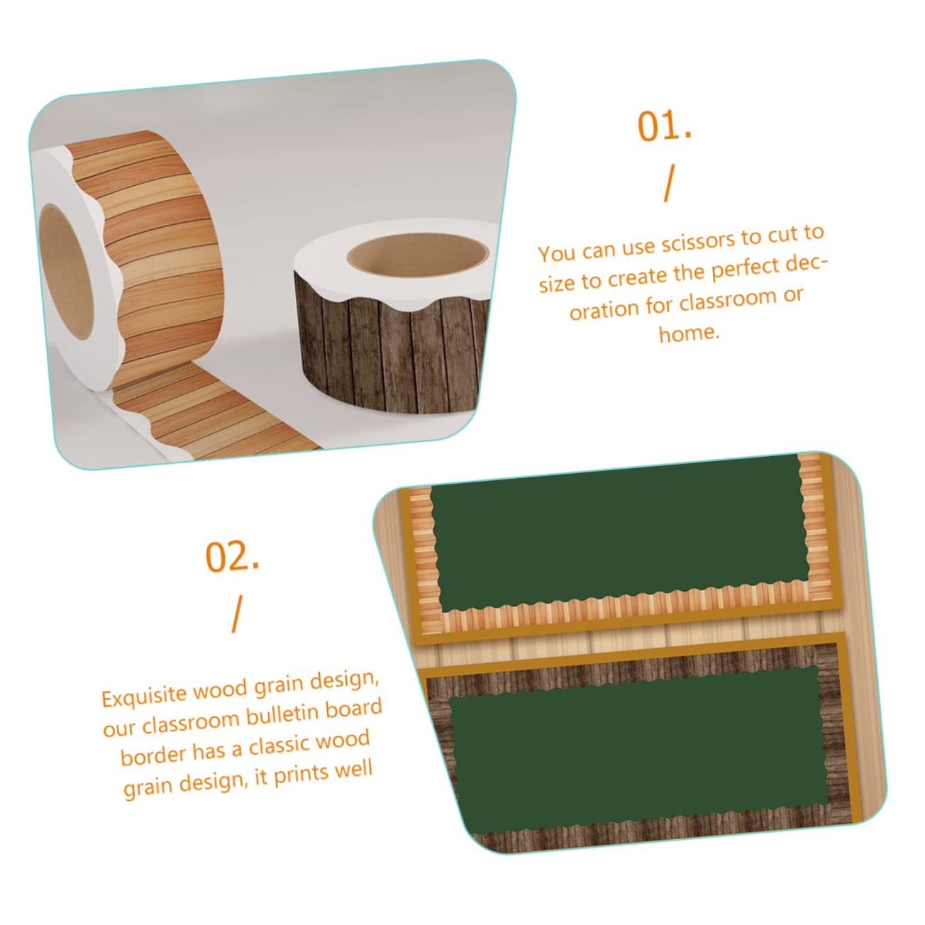 STOBOK 1 Roll whiteboard The office stickers decorative items sticker blackboard frame decor classroom bulletin board decors wood grain decorate plank border trim board decorations