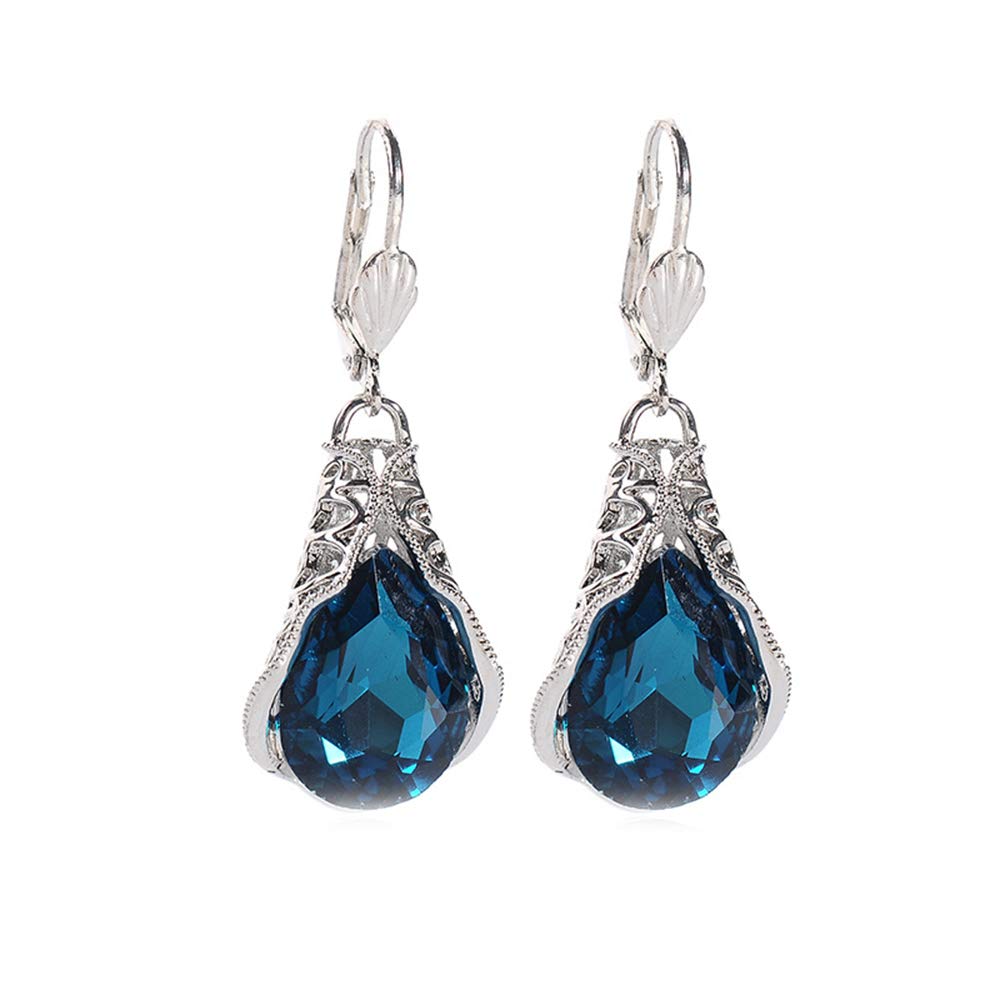 U-M Simple and Sophisticated DesignNatural Blue Crystal Stud Hoop Earring Wedding Engagement Earrings Jewelry Gift Exquisite Workmanship