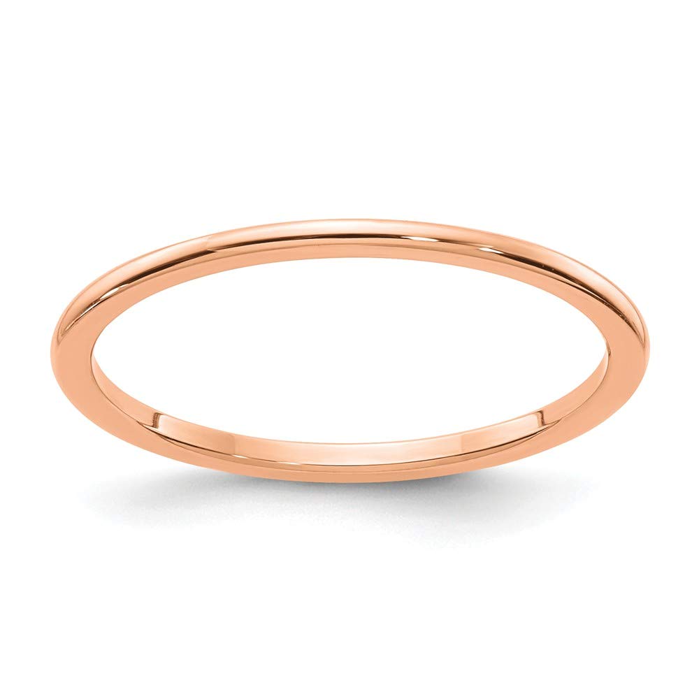Solid 14K Rose Gold 1.2mm Classic Dome Stackable Band Thin Wedding Anniversary Ring Size 10