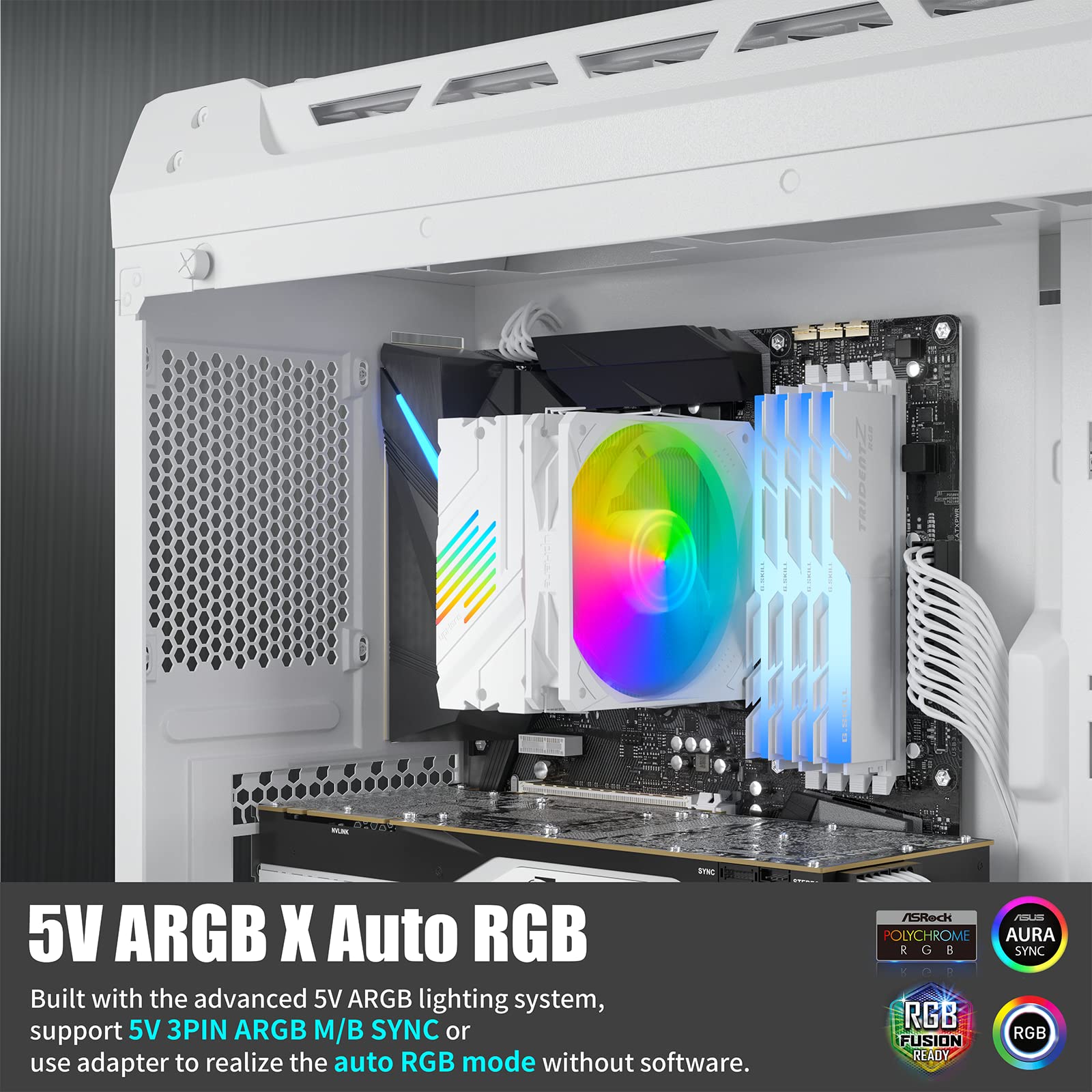 upHere Black CPU Air Cooler,5 Heat Pipes,120mm PWM Processor 180W TDP Fan for AMD Ryzen AM4 Universal Socket/Intel LGA115X