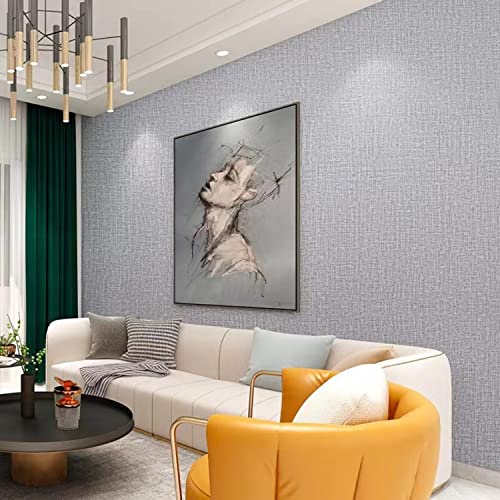 Yancorp 10ft Textured Fabric Gray Wallpaper Faux Grasscloth Grey Peel and Stick Wallpaper Self-Adhesive Wallpaper Linen Removable Wallpaper Cabinets Counter Top Liners