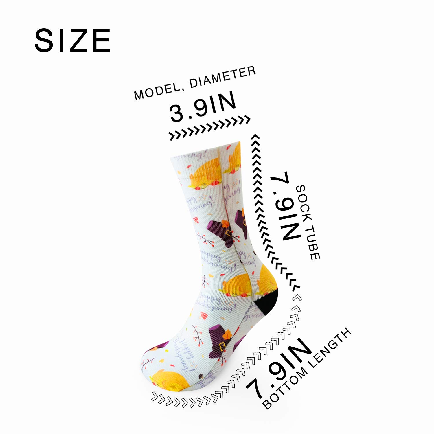 ULQUIEOR Women's Thanksgiving Turkey Cotton Performance Cushion Novelty Athletic Soprt Crew Socks