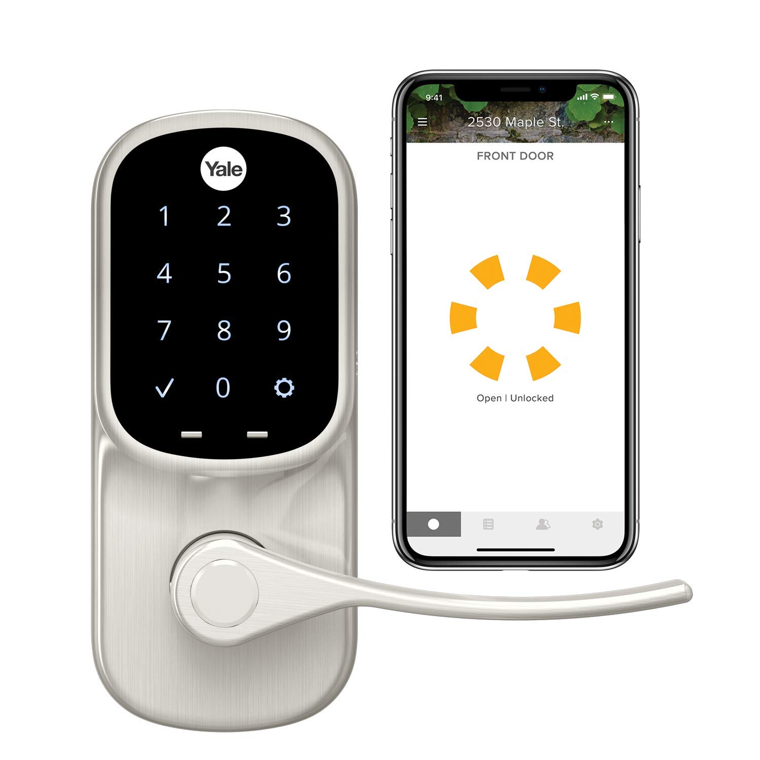 Yale Assure Lever, Wi-Fi Smart Lever - Works with The Yale Access App, Amazon Alexa, Google Assistant, HomeKit, Phillips Hue and Samsung SmartThings, Satin Nickel