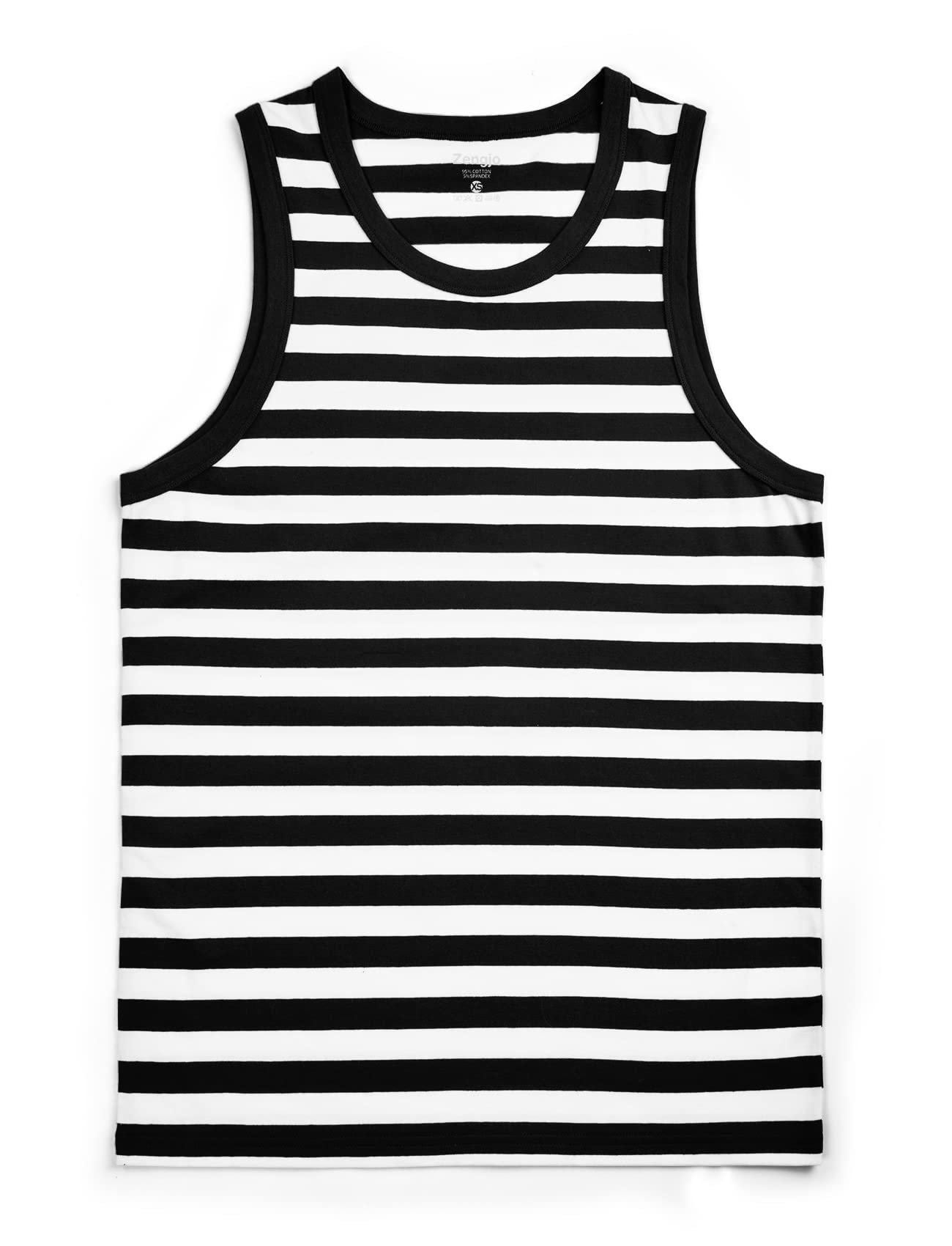 Zengjo Striped Tank Top Men(Black/White,S)