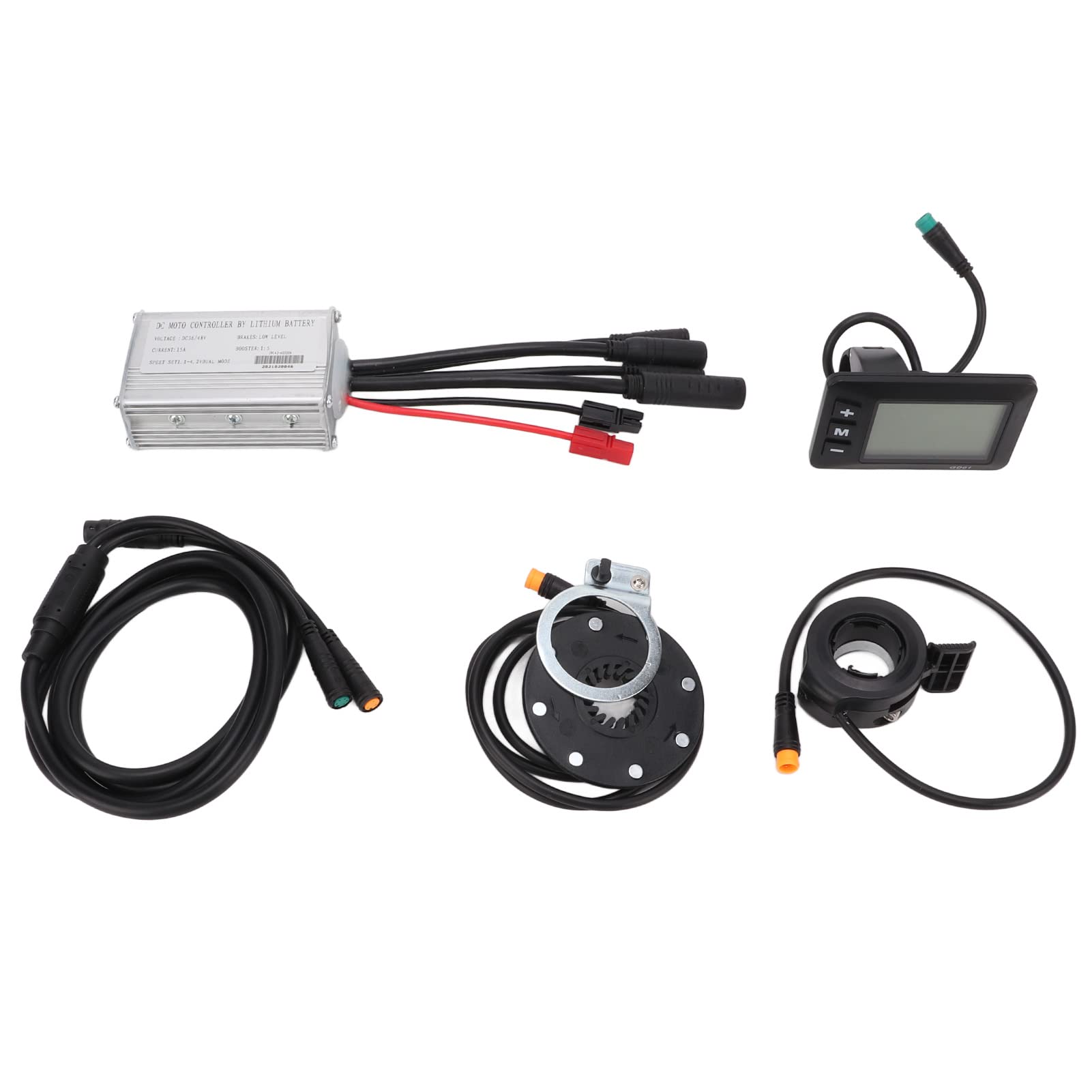 VGEBY Electric Bike Conversion Kit, Electric Bike Motor Controller 15A Common Speed Controller 36V 48V with GD01 Panel 1 to 2 Cable Fully Waterproof Kit