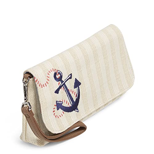 Vera Bradley Women's Straw Wristlet With RFID Protection, Regatta Anchor Navy, One Size