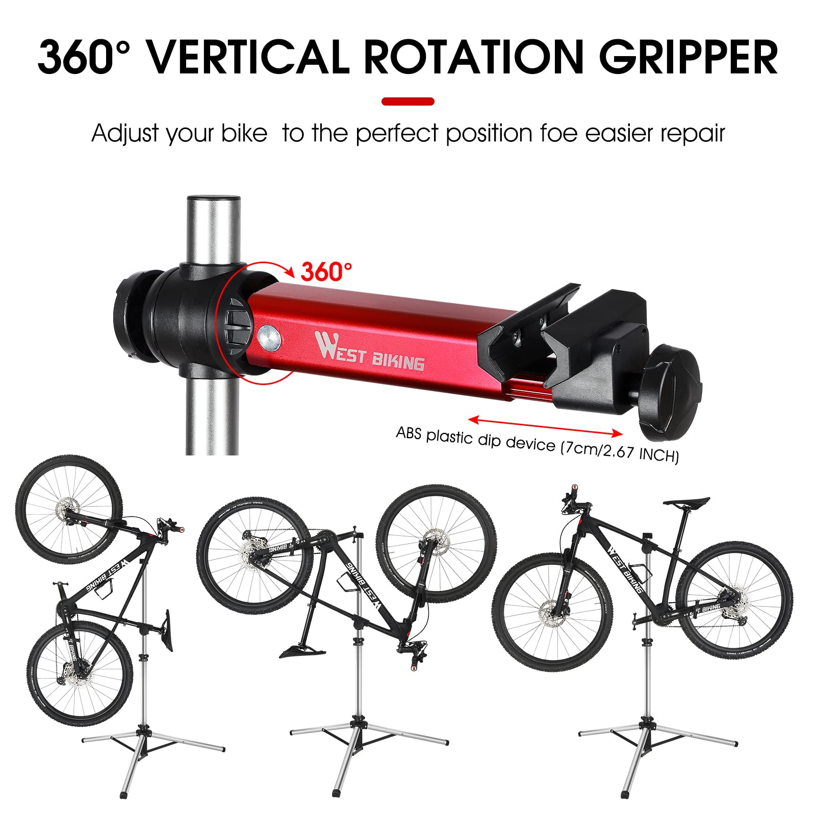 West Biking Bike Repair Stand(Max 85 Lbs) - Adjustable Foldable Bike Workstand With Quick Release + Wireless Bike Computer - 5 Language Bicycle Odometer & Speedometer Rainproof Weekly & Automatic