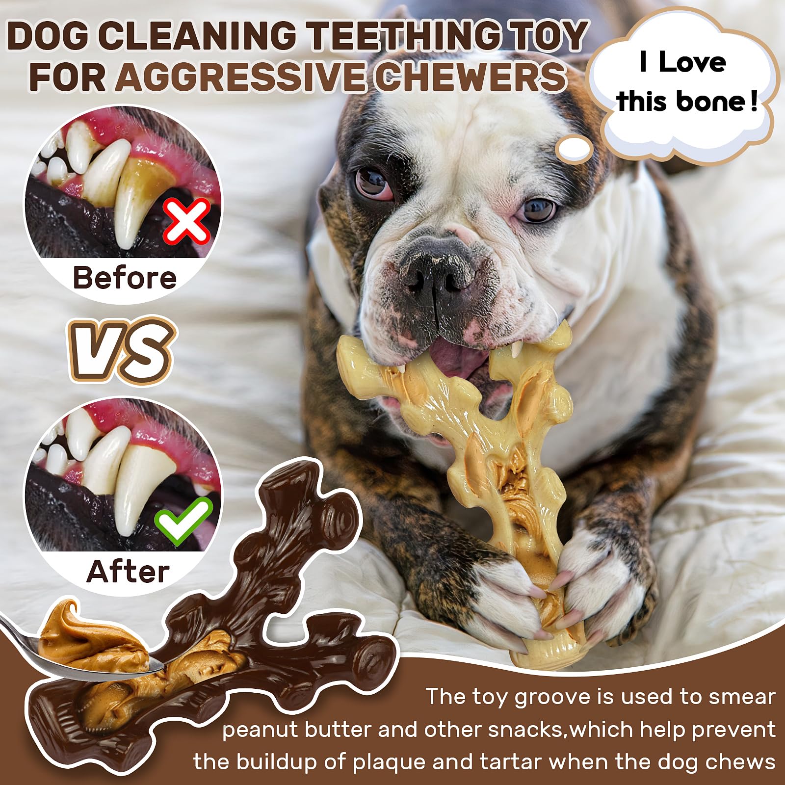 SIHRMIU 2 Pack Dog Chew Toys for Aggressive Chewers,Boredom and Stimulating Best DogToys for Medium/Large Breed,Tough Durable Almost Indestructible Dog Bones for Teeth Cleaning and Training