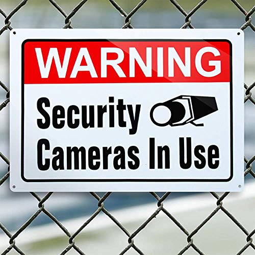 Warning Security Cameras In Use,Video Surveillance Sign,10x14 Inch Rust Free Thick 30-mil Aluminum,UV Ink Printing,Indoor or Outdoor Use for Home Business CCTV Security Camera