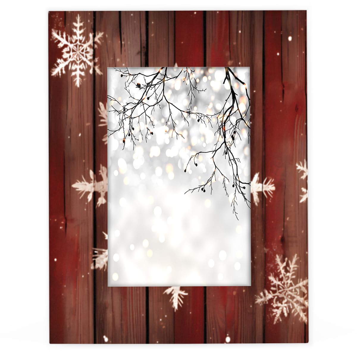 YoCosy Picture Frames 8x10 for Wall Decor Red Rustic Wood Christmas Snowflake Hanging Picture Frame with Stand Large Wood Photo Poster Frames Collage for Tabletop, Acrylic Face