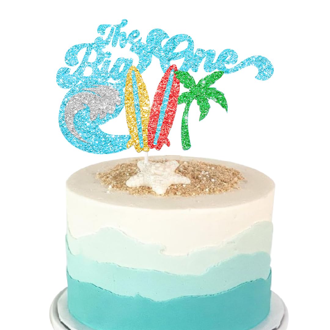 Summer Beach Cake Toppers Surf Cake Decorations with Wave Surf for Beach Surf Themed Birthday Party (Surf up)