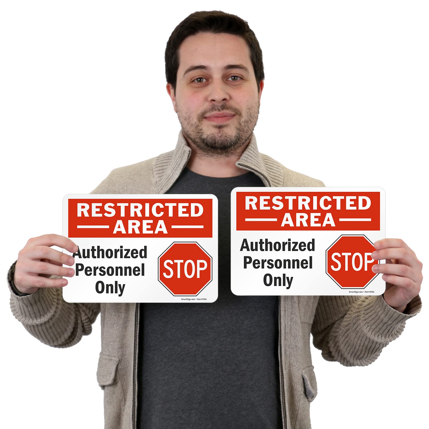 SmartSign “Restricted Area - Authorized Personnel Only” Labels | 7" x 10" Laminated Vinyl Sticker with Heavy-Duty Adhesive (Pack of 2)