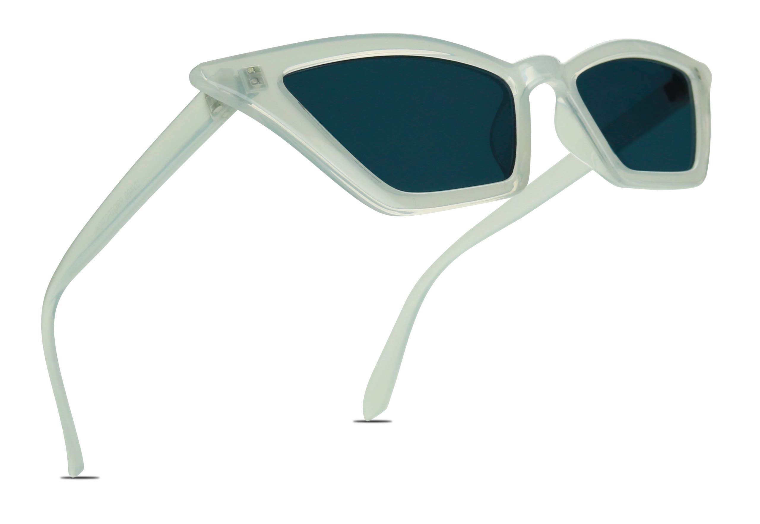 ShadyVEU Small Cateye Sunglasses Retro UV Protection Mini Vintage Narrow Wide Pointy Mod Chic (Black Frame/Black Lens)