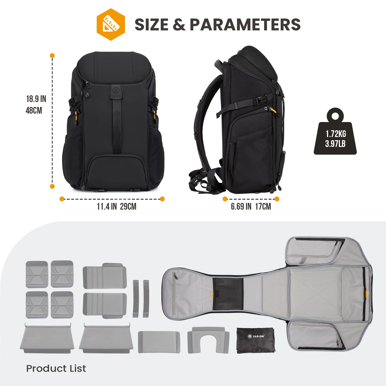 TARION Large Camera Backpack Bag - Large Photo Backpack with ๐๐ฎ๐๐ฅ-๐๐ข๐๐ ๐๐ฉ๐๐ง๐ข๐ง๐ 15.6" Laptop Sleeve Waterproof Raincover DSLR Backpack for Outdoor Photography Hiking Travel Black HX-L