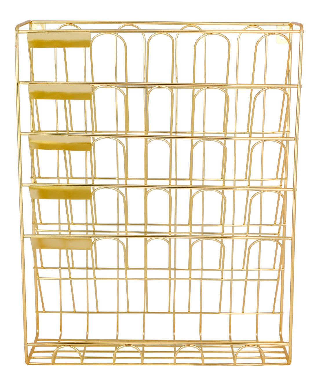 superbpag Hanging File Organizer 5 Tier Wall Mount Document Letter Tray Storage Rack for Office Home Dormitory, Gold