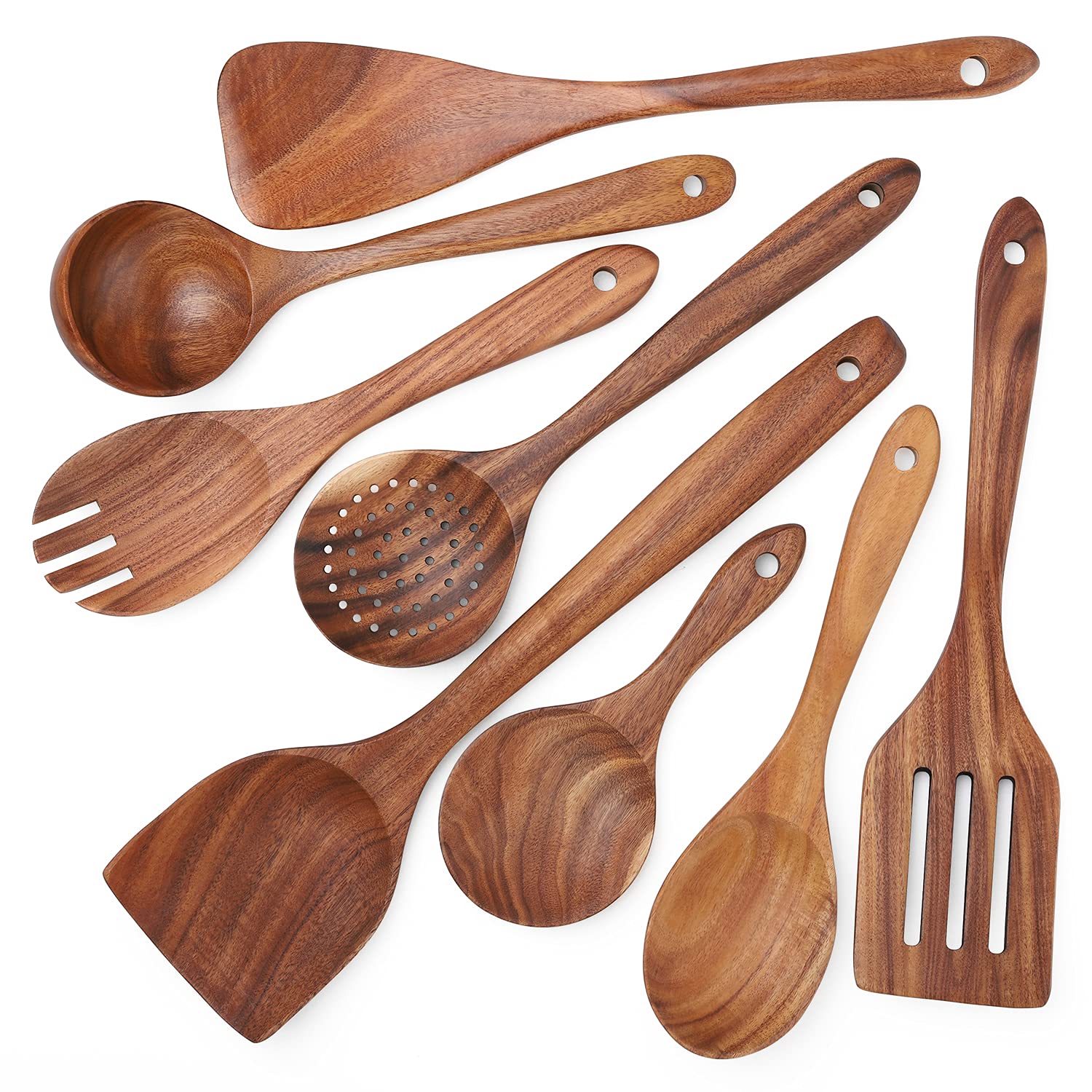 Wooden Cooking Utensil Set Kitchen Utensils Set Non-stick Pan Kitchen Tool Wooden Cooking Spoons and Spatulas Wooden Spoons for cooking salad fork