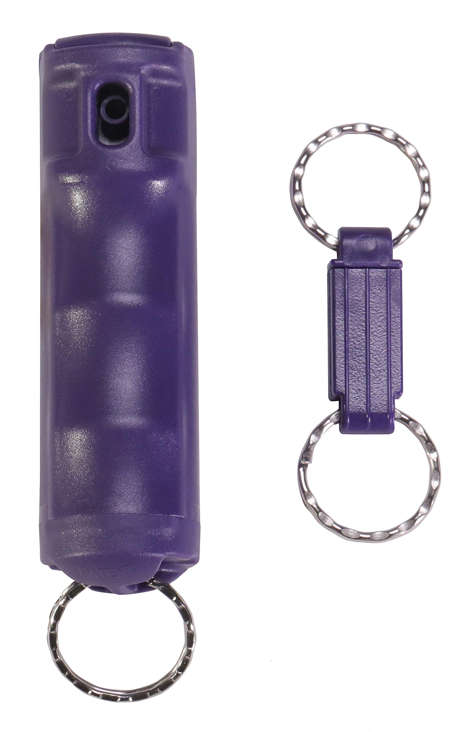 VEXOR Police Strength Pepper Spray, Flip-Top Finger Grip, 20+ Shots, 10-12 Ft. Range w/Key Release (Purple)
