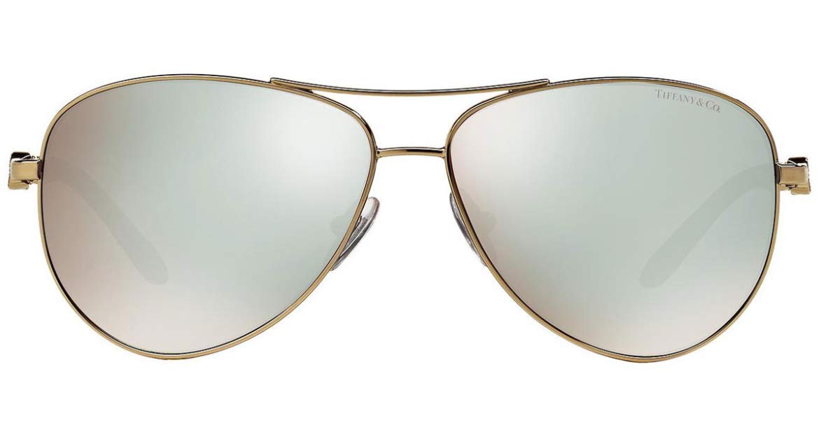 Tiffany Model: TF3049B - 609164 PALE GOLD Frame w/DARK BROWN MIRROR WHITE Lens 58-12-140
