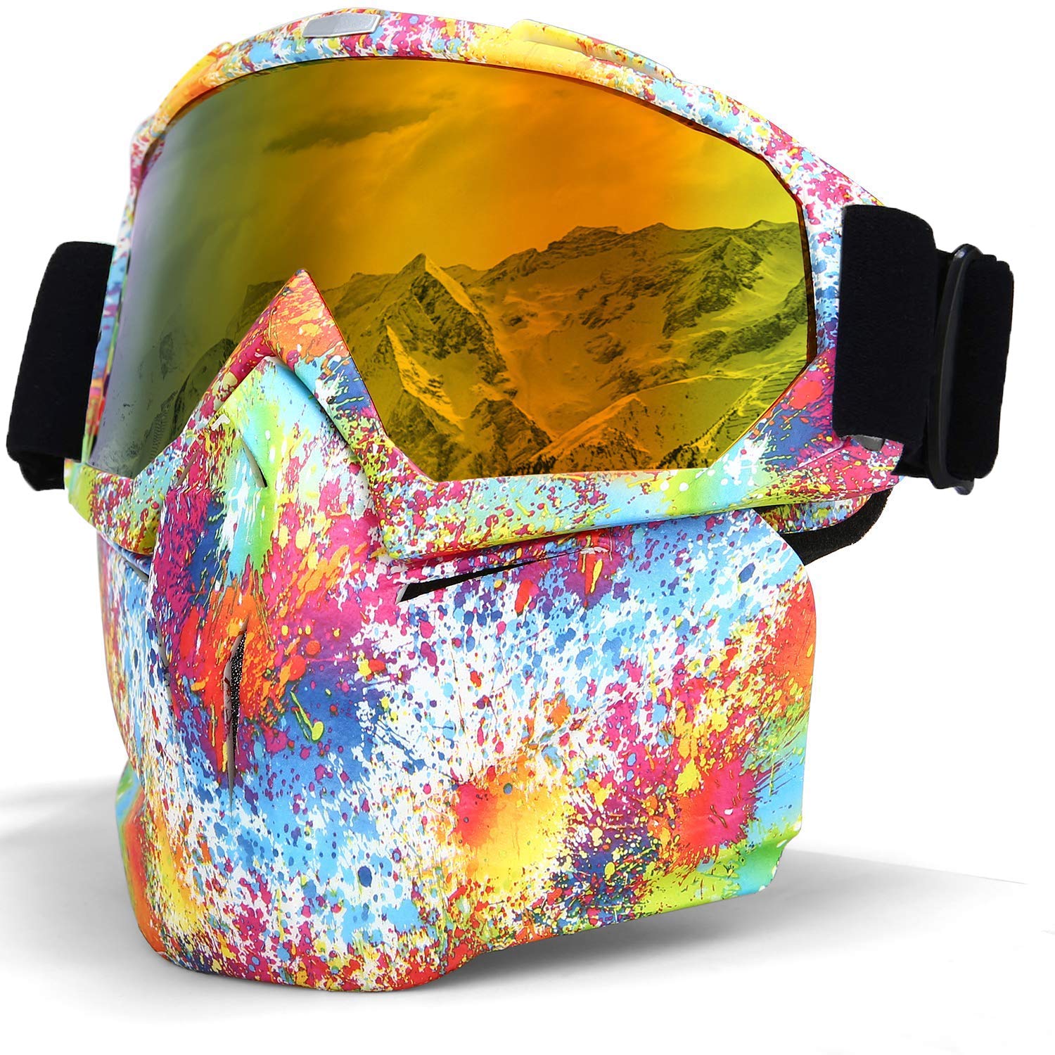 Smarcent Ski Snowboard Snowmobile Goggles Mask Motorcycle Goggles Mask Protect Padding Helmet Sunglasses (Rainbow)