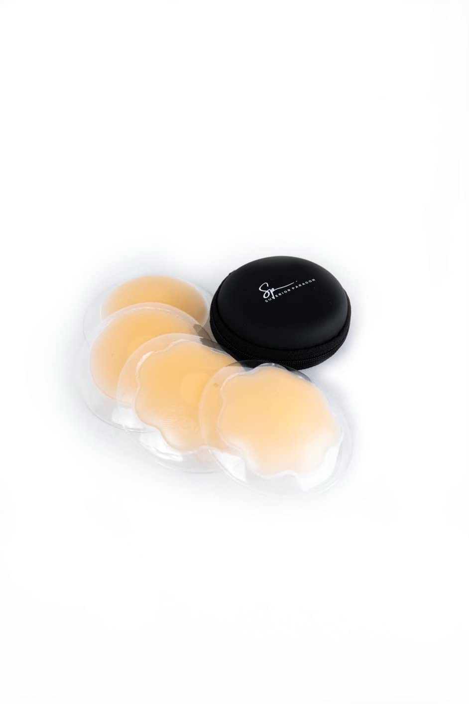SUPERIOR PARAGON NIPPLE COVERS (2PAIR) REUSABLE ADHESIVE SILICONE COVER WITH TRAVEL CASE Nude