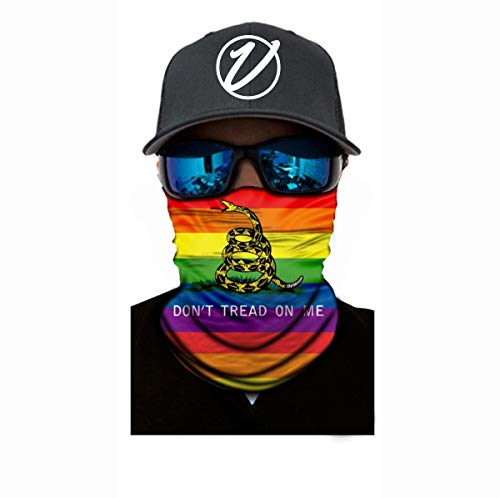 VulgrCo Flags Fishing Hunting Outdoor Neck Gaiter Face Bandanna (Rainbow Gadsden Flag)