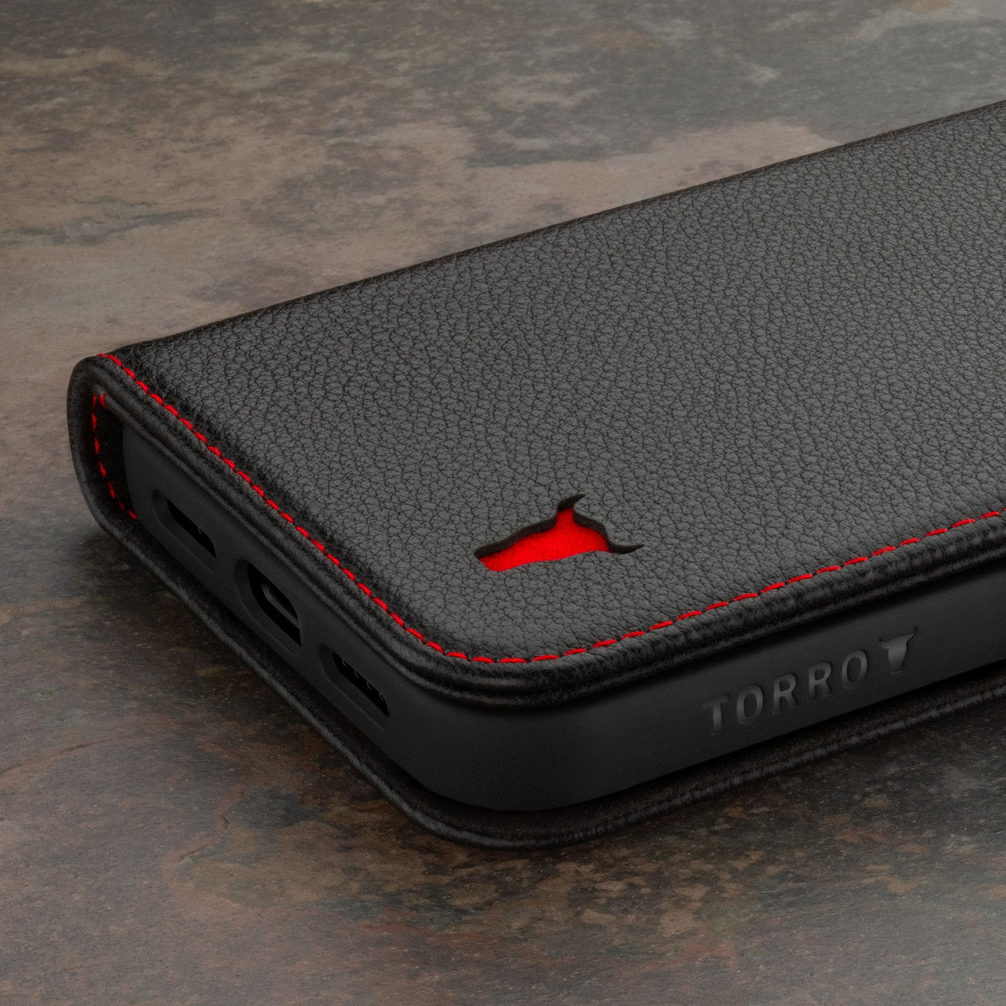 TORRO Premium Leather Case Compatible with iPhone 15 Pro 6.1" β Genuine Leather Wallet Flip Folio Case with Kickstand and Card Slots (Compatible with Official MagSafe Chargers) - Black