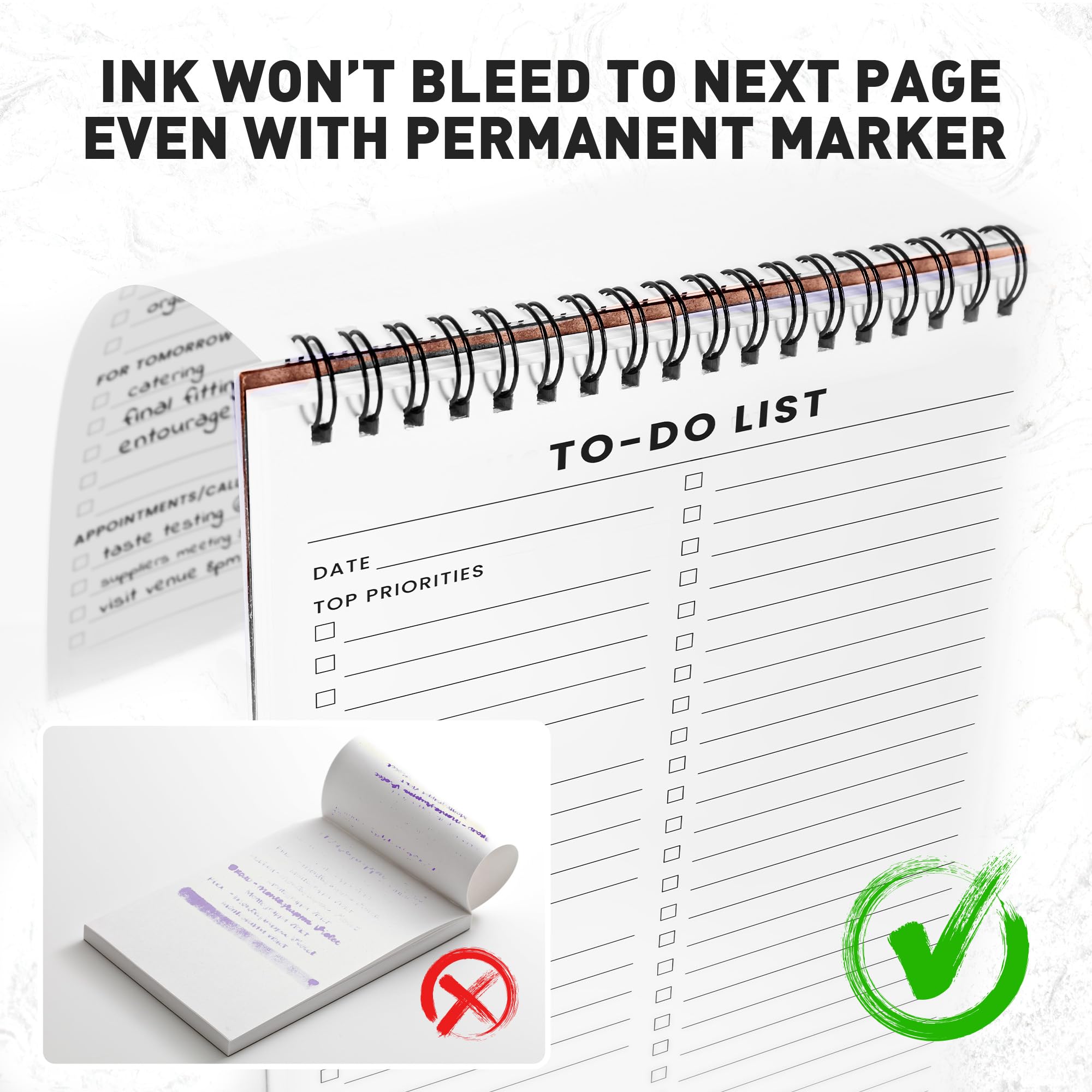 To Do List Notepad 6 Pack: Has Multiple Functional Sections - 5.2 x 8" 35 Sheets - Spiral Daily Planner Notebook - Task CheckList Organizer Agenda Pad for Work, Note and Todo Organization