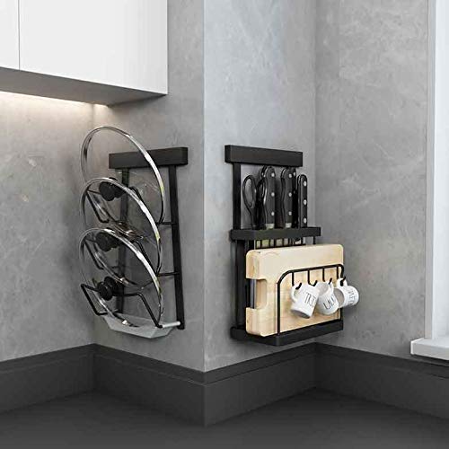 WUDILU Pot Lid Rack Wall-Mounted Pan Pot Cover Lid Rack Stand Stove Organizer Kitchen Storage Holder Rack Shelf Kitchen Accessory