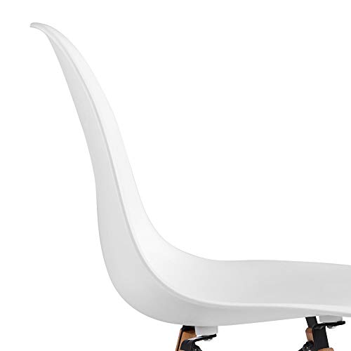 Yaheetech Dining Chairs Modern Side Shell Eiffel DSW Chairs with Beech Wood Legs and Metal Wires for Dining Room Living Room Bedroom Kitchen Lounge Reception, Set of 4, White