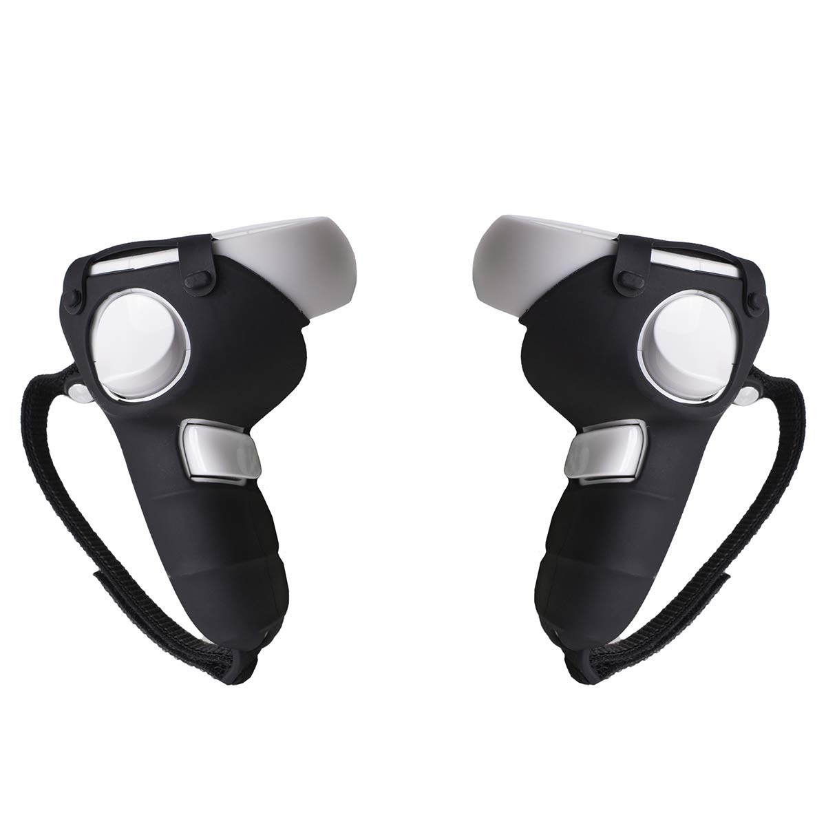 Touch Controller Grip Cover Compatible with Quest 2, CNBEYOUNG Anti-Throw Handle Protective Sleeve Quest 2 Accessories with Adjustable Wrist Knuckle Strap (Black)