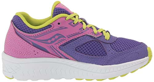 Saucony Cohesion 14 Lace to Toe Sneaker, Purple/Green, 2.5 US Unisex Big Kid