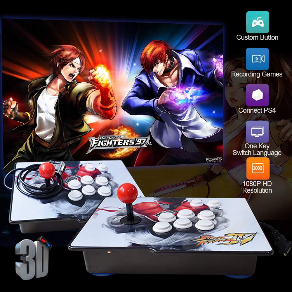 XFUNY Arcade Game Console 1080P 3D & 2D Games 2020 in 1 King of Fighters Pandora's Box 3D 2 Players Arcade Machine with Arcade Joystick Support Expand 6000+ Games for PC/Laptop/TV / PS4 (SF)