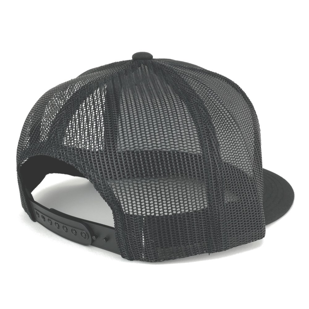 Trendy Apparel Shop Oversize XXL Structured Blank 5 Panel Flatbill Snapback Mesh Cap - Black - 2XL