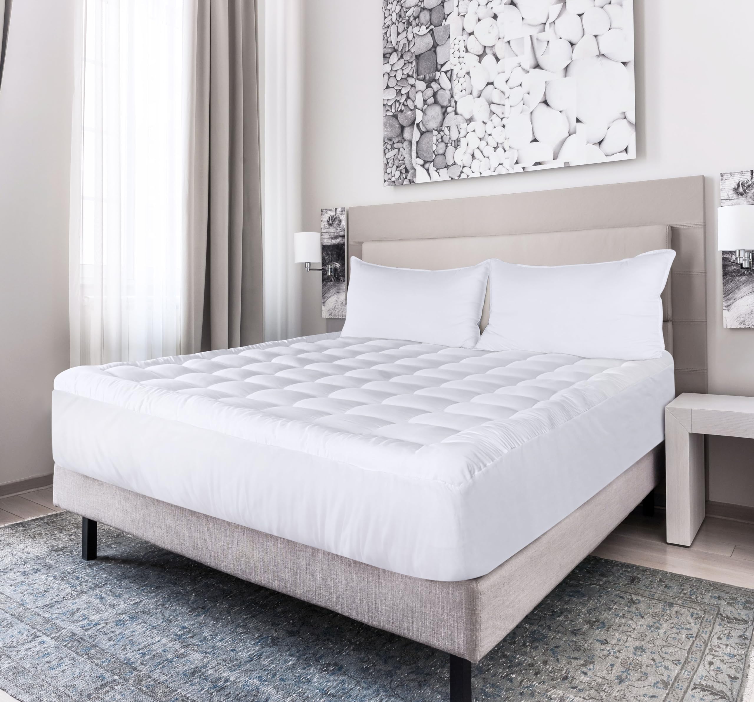 Utopia Bedding King Mattress Pad, Quilted Fitted Premium Mattress Protector, Deep Pocket Mattress Cover Stretches up to 16 Inches, Fluffy Pillow Top Mattress Topper (78x80 Inches, White)