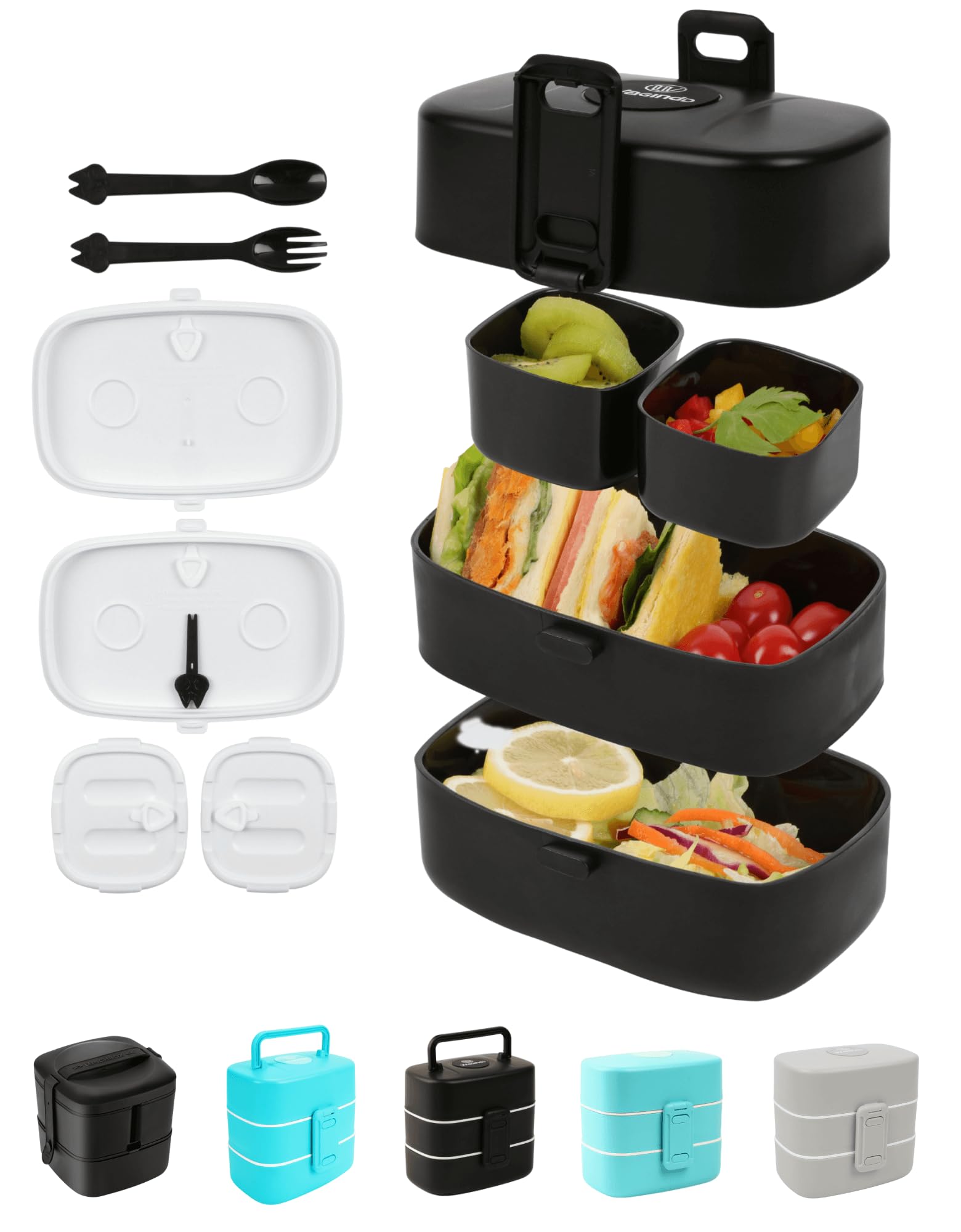 Wagindd Stacking Bento Box Lunch Box 3 Compartments - Leakproof Bento Lunch Box - Microwave & Dishwasher Safe Bento Boxes for Kids - BPA-Free Bento Box for Portable Meals and Snacks