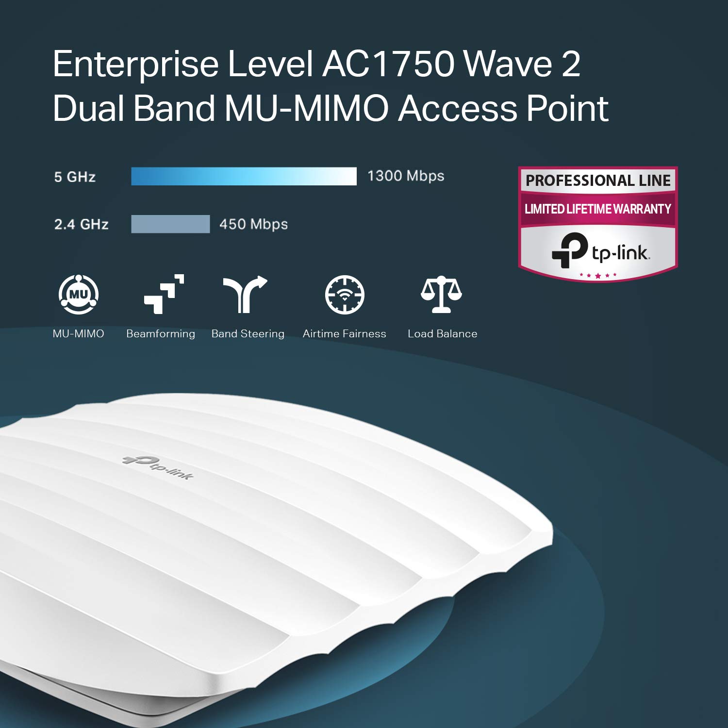 TP-Link EAP265 HD | Omada Enterprise AC1750 Gigabit Wireless Access Point for High-Density Deployment | Support Mesh, Seamless Roaming & MU-MIMO | PoE Powered | SDN Integrated, Cloud Access &Omada App