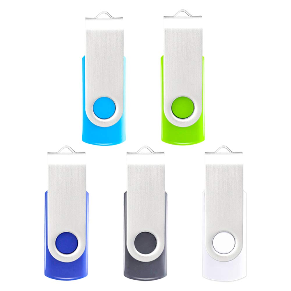 Yimitree 5 Pack USB Flash Drive Memory USB 2.0 Stick Pen Drive Thumb Drives (32GB, Mix Color(Blue Light Blue Green Black Withe))