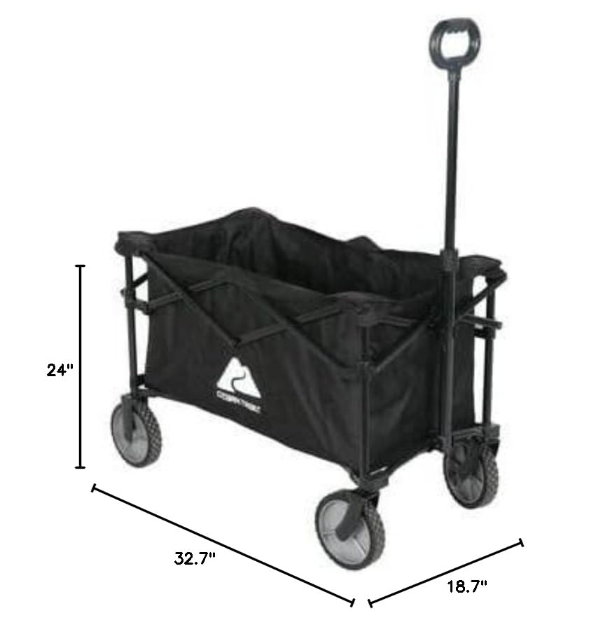 Wagon Folding Cart Collapsible Garden Beach Utility Outdoor Camping Sports Black