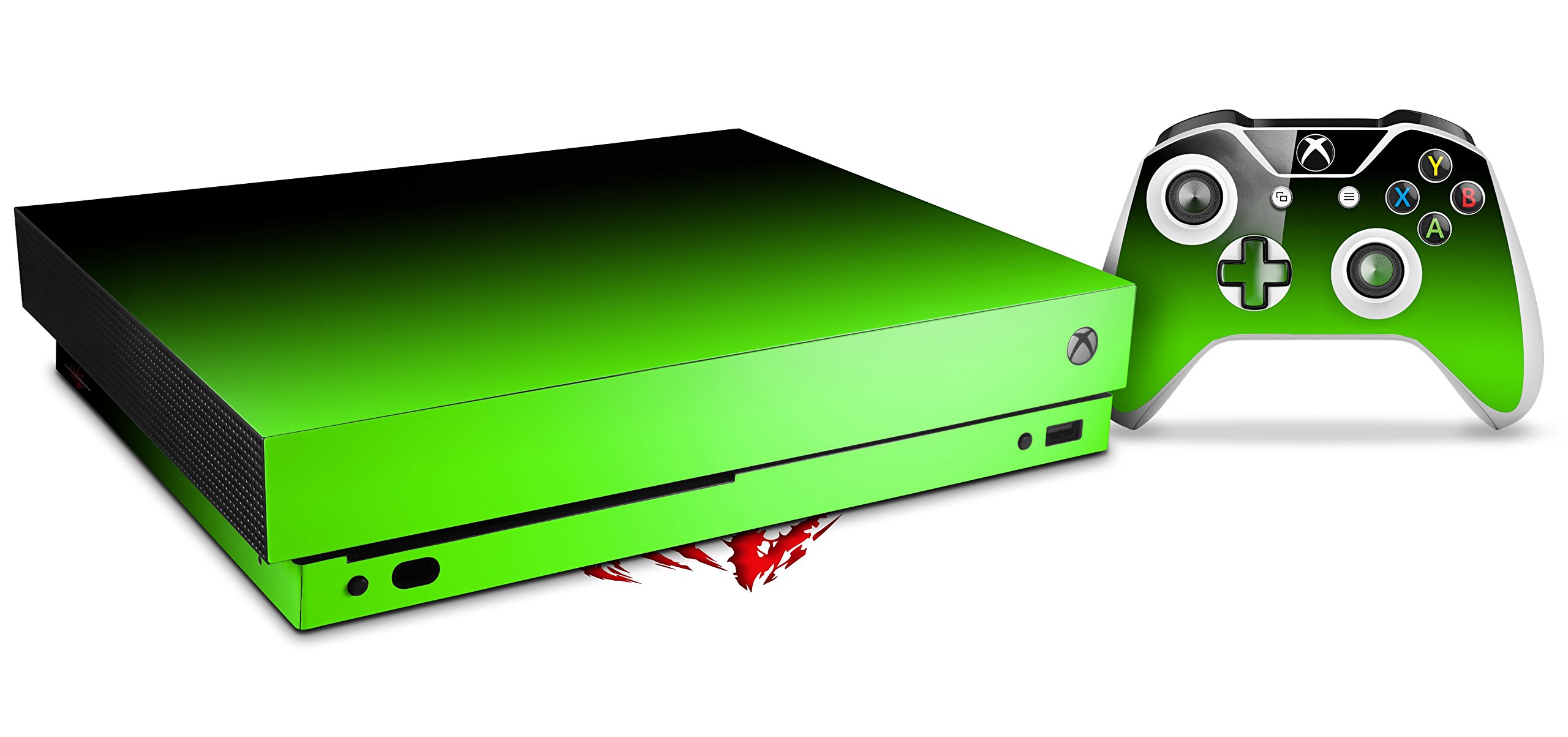 WraptorSkinz Decal Vinyl Skin Wrap Compatible with Xbox One X Console and Controller - Smooth Fades Green Black