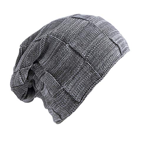 Senker Fashion Beanie Hat and Touchscreen Gloves Set (F-Grey, Large)