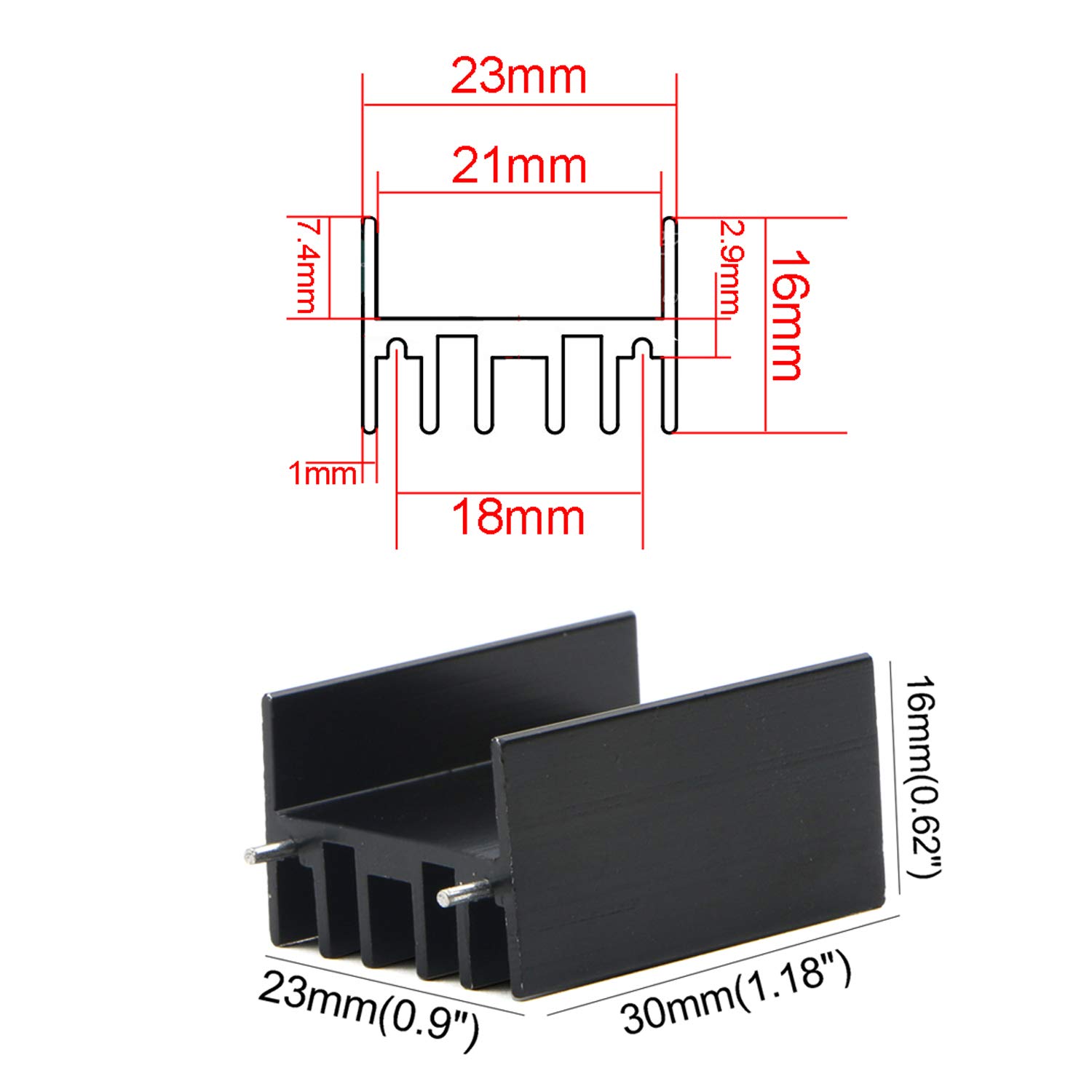 Senmod Small Heatsink Kit, 30x23x16mm Heat Sink Cooling Module Fin for MTDA7294, L298, IC Module, Pack of 30