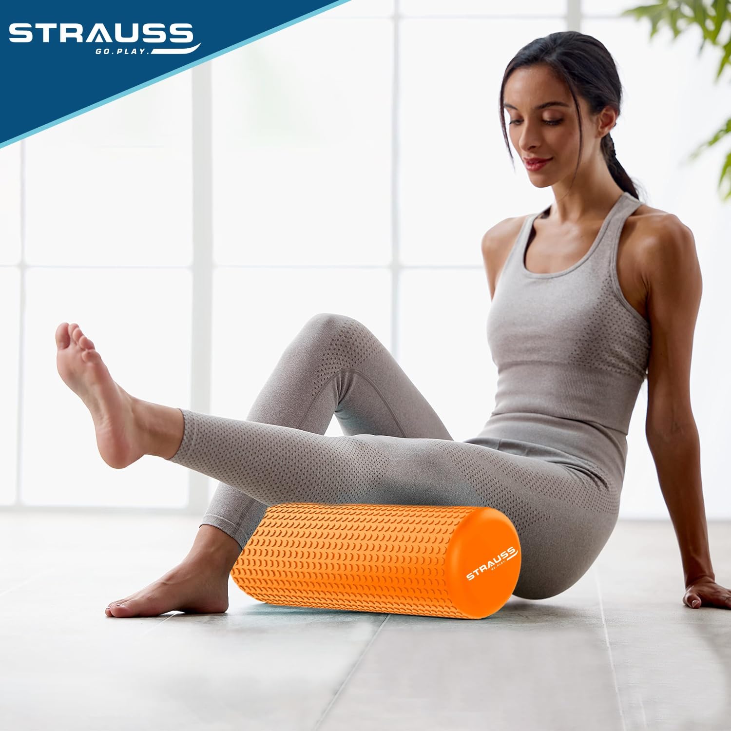 STRAUSS Yoga Foam Roller, 45 cm, (Orange)