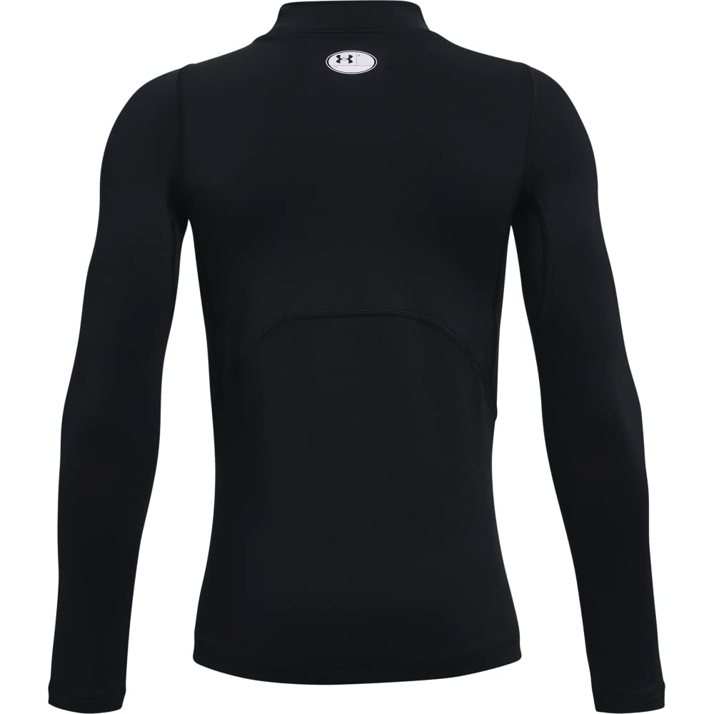 Under Armour Boys' ColdGear Armour Mock Long Sleeve T-Shirt, Black (001)/White, Youth Large