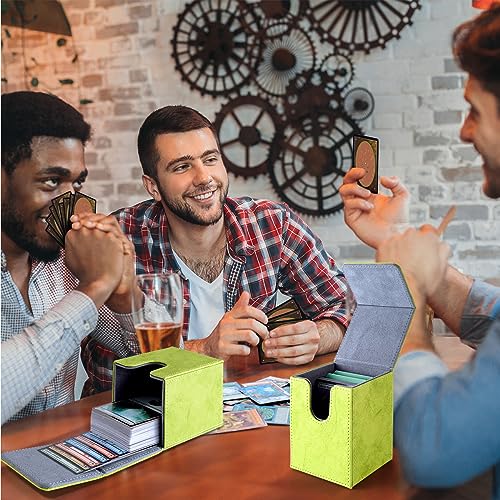 ULTRGEE Deck Box for MTG, MTG Deck Box Fits 110 Single Sleeved Commander Cards, Trading Card Storage Case with 2 Dividers - Grass