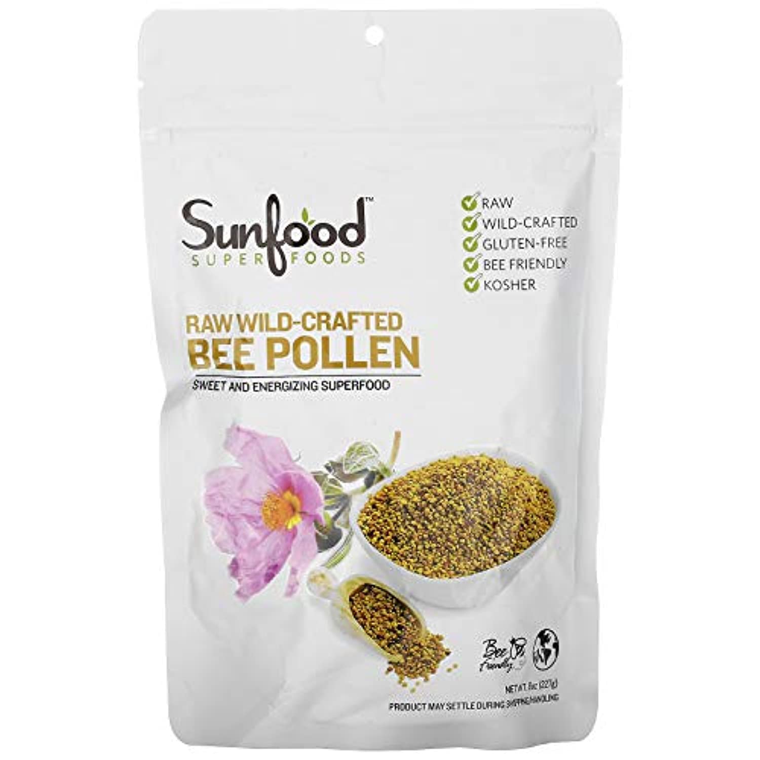 Sunfood Bee Pollen, Wild-Crafted, Raw 8 oz